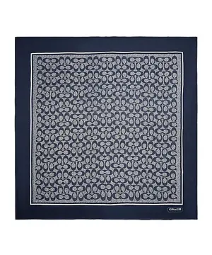 COACH Monogram-print Square Silk Scarf - Gray