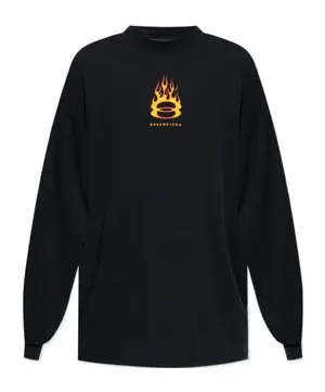 Balenciaga Logo Printed Long-sleeved T-shirt