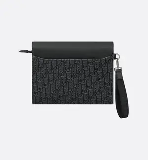 Dior Saddle A5 Triangle Pouch In Silver-tone Metallic Oblique Jacquard And Grained Calfskin