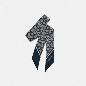 COACH Logo Printed Silk Scarf - Black