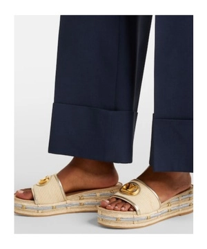 Valentino Garavani Leather-trimmed Espadrille Slides