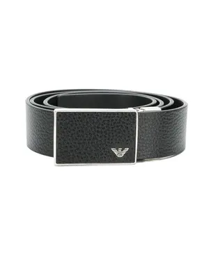 Emporio Armani Classic Square Buckle Belt - Black