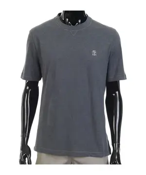 Brunello Cucinelli Logo Crewneck T-shirt - Grey