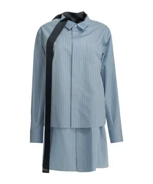 Sacai Striped Scarf Detail Mini Dress - Blue