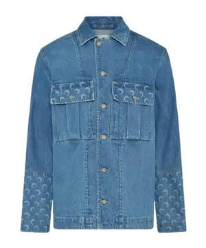 MARINE SERRE Moon-print Denim Jacket - Blue