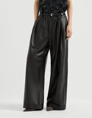 Brunello Cucinelli Nappa Leather Baggy Trousers