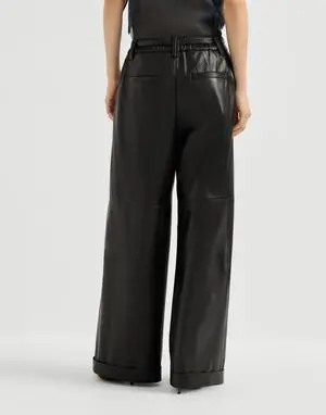 Brunello Cucinelli Nappa Leather Baggy Trousers