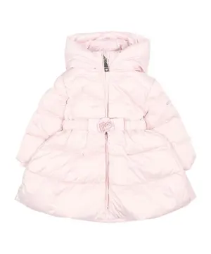 Monnalisa Belted Floral-embellished Jacket - Pink