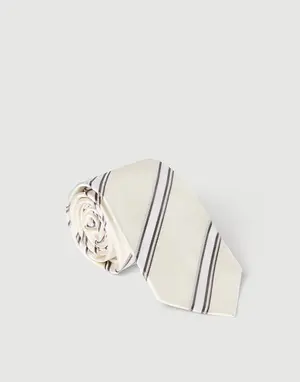 Brunello Cucinelli Regimental Stripe Silk And Cotton Tie