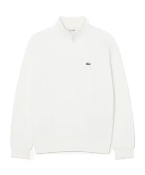 Lacoste Half-zip Sweatshirt With Embroidered Crocodile Logo - White