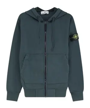 Stone Island Zipper Hoodie - Green