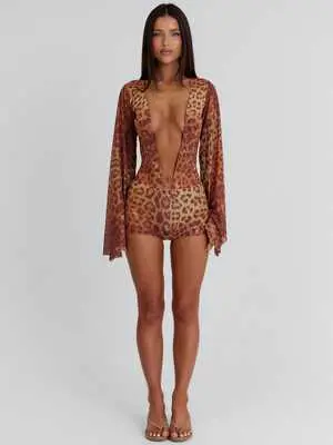 OUTCAST Kathryn Playsuit With Plunging Neckline And Bead Detailing