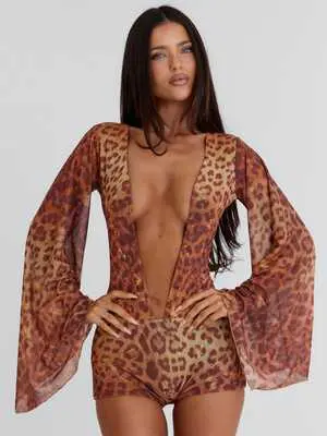 OUTCAST Kathryn Playsuit With Plunging Neckline And Bead Detailing