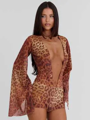 OUTCAST Kathryn Playsuit With Plunging Neckline And Bead Detailing
