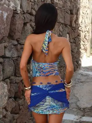 OUTCAST Zain Halter Neck Top In Demara Print