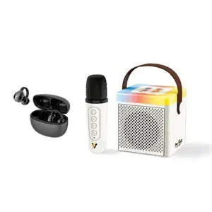 PURSONIC Ultimate Sound & Party Combo Portable Karaoke Set & True Wireless Stereo Earbuds - Multicolor