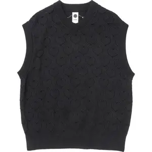 VOWELS Eyelet Sweater Vest - Black