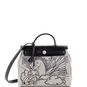 Hermès Herbag Zip Pegase Pop Toile And Leather 31 - Black