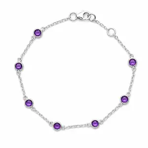ZUVAN February Birthstone Bracelet Amethyst - Silver