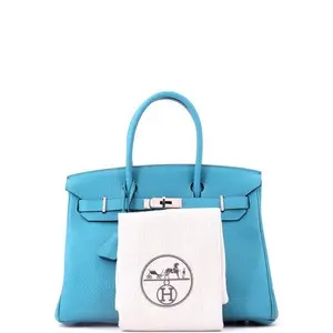 Hermès Birkin Handbag Togo With Palladium Hardware 30 - Blue