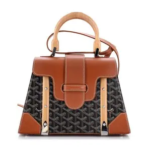 Goyard Saigon Top Handle Bag Coated Canvas With Leather Pm - Brown