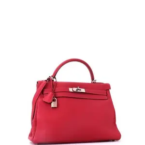 Hermès Kelly Handbag Togo With Palladium Hardware 32 - Red