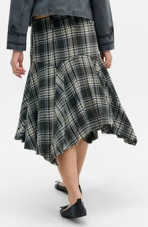 BDG URBAN OUTFITTERS Basque Check Cotton Midi Skirt