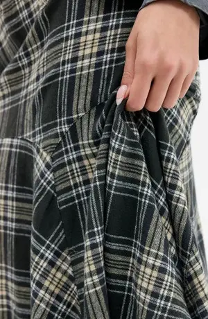 BDG URBAN OUTFITTERS Basque Check Cotton Midi Skirt