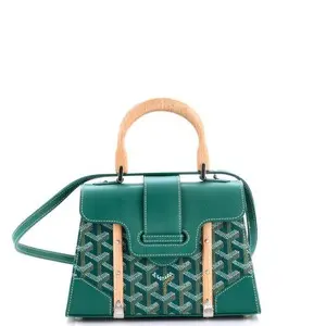 Goyard Structured Saigon Top Handle Bag Coated Canvas With Leather Mini - Green