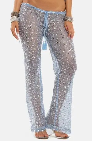 JADED LONDON Sequin Embellished Sheer Lace Pants