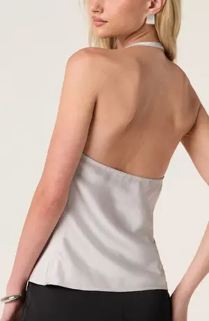 Astr The Label Variel Satin Halter Top