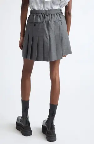 Sacai Asymmetrical Pleated Skort With Belt - Gray