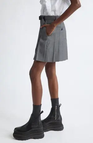 Sacai Asymmetrical Pleated Skort With Belt - Gray