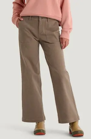 FREE FLY Wide Leg Stretch Cotton Pants - Fossil