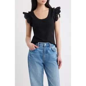 Rails Giovanna Pointelle Stitch Top - Black