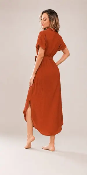 ZILPU Lightweight Swim Cover-up Maxi Dress - Brown