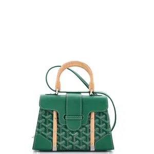 Goyard Structured Saigon Top Handle Bag Coated Canvas With Leather Mini - Green
