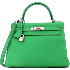 Hermès Kelly Handbag Togo With Palladium Hardware 28 - Green