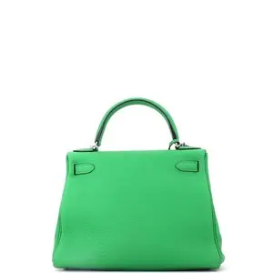 Hermès Kelly Handbag Togo With Palladium Hardware 28 - Green