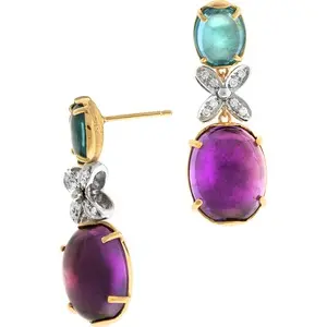 Marco Bicego Marrakech Onde 18k Gold Diamond Amethyst And Blue Topaz Drop Earrings - Yl/wh Gold