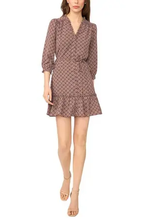 CECE DUPRAZ Ruffle V Neck Minidress - Hazel