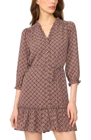 CECE DUPRAZ Ruffle V Neck Minidress