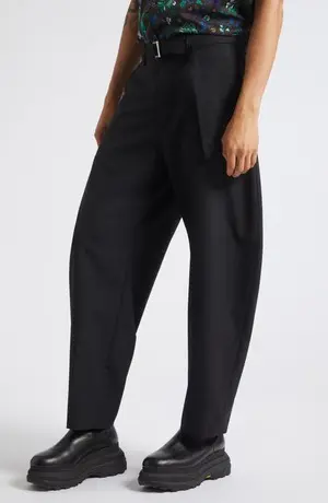 Sacai Barrel Leg Suiting Pants With Detachable Belt