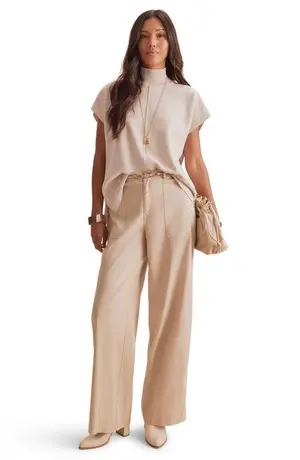 Splendid Colette Wide Leg Stretch Cotton Blend Pants - Wheat Beige