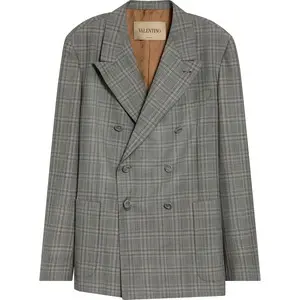 Valentino Garavani Plaid Mohair & Wool Sport Coat - Grey