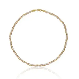 SPERO LONDON Sterling Silver Flat Necklace With Rose And Tones - Gold