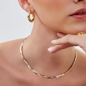 SPERO LONDON Sterling Silver Flat Necklace With Rose And Tones - Gold