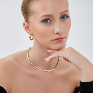 SPERO LONDON Sterling Silver Flat Necklace With Rose And Tones - Gold