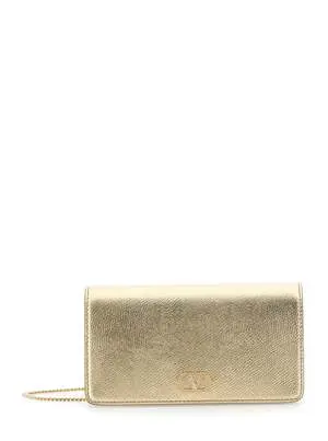 Valentino Garavani Metallic Leather Mini Bag With Vlogo Plaque And Rhinestones - Silver