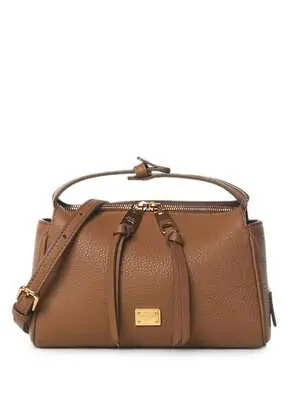 Dolce & Gabbana DOLCE & GABBANA Vittoria Leather Tote Bag With Logo Plaque Brown